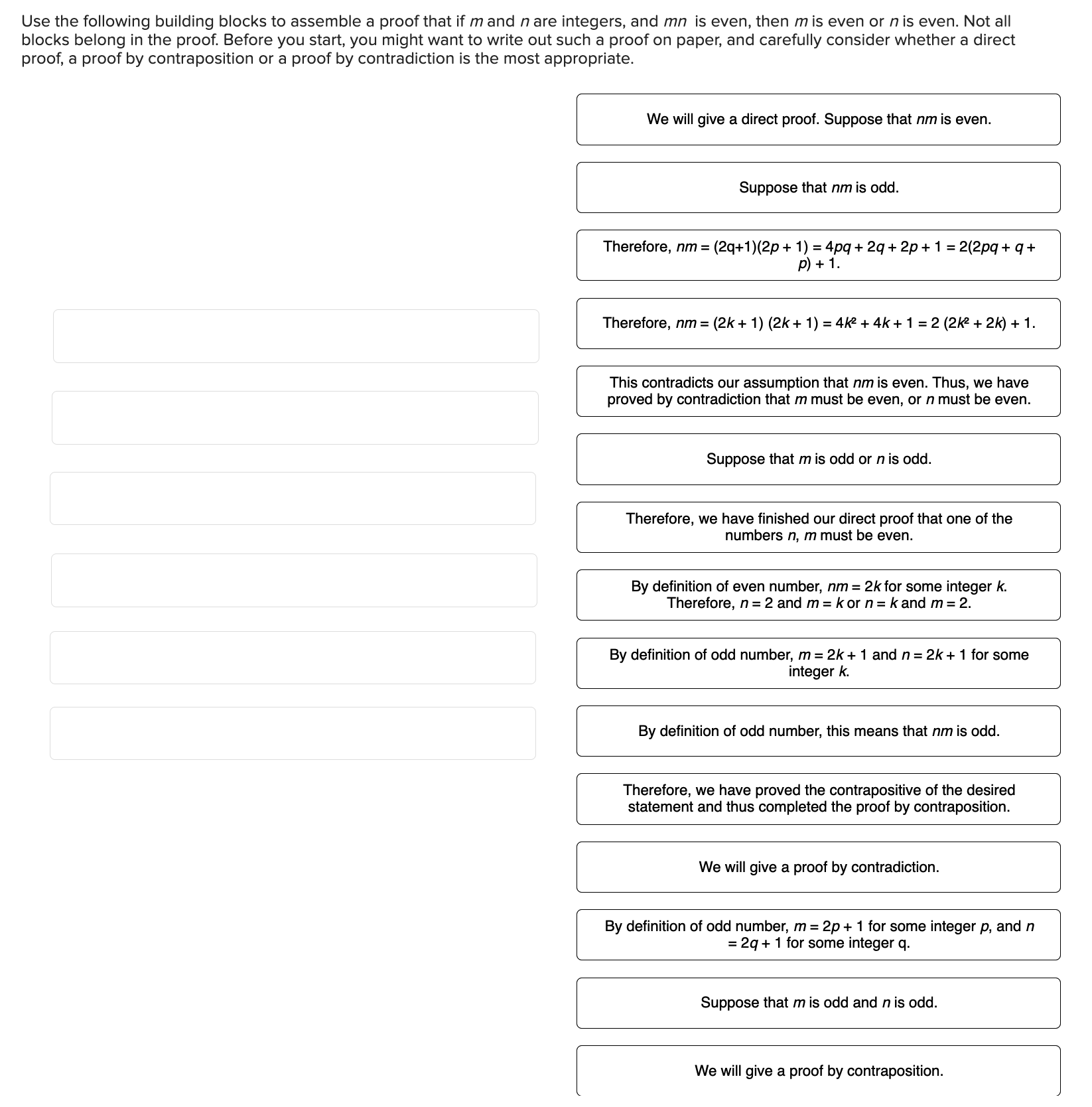 Solved Use the following building blocks to assemble a proof | Chegg.com