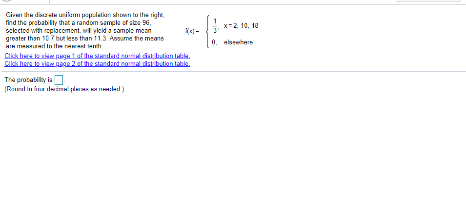 Solved x=2, 10, 18 Given the discrete uniform population | Chegg.com