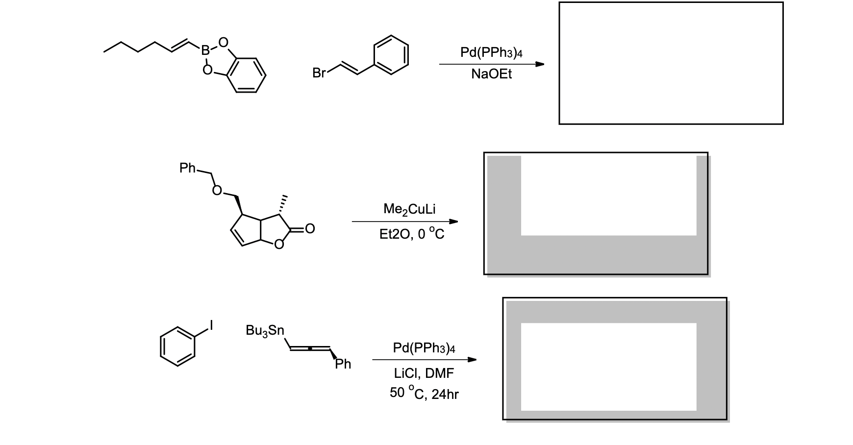 Solved Pd(PPh3)4 NaOET Br Ph. Me2Culi Et20, 0 °C Buz Sn | Chegg.com