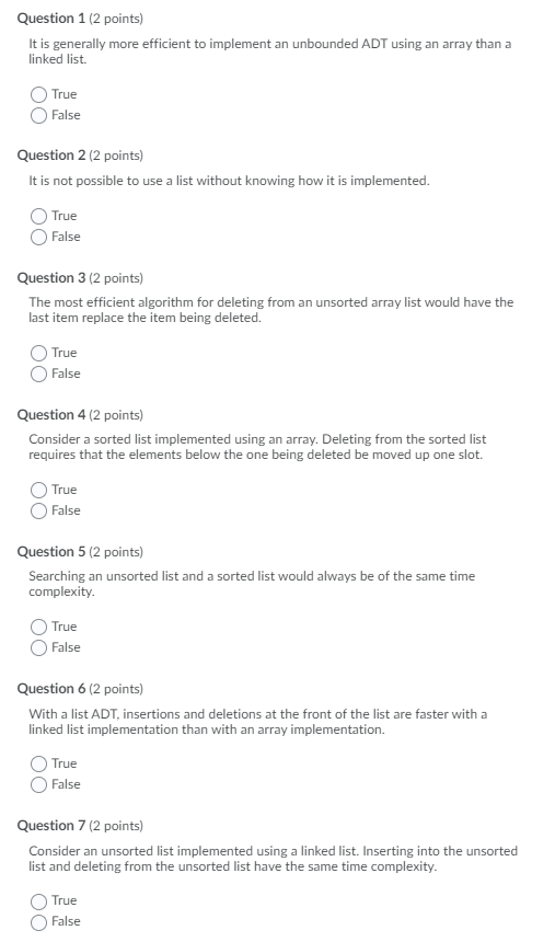 Solved Question 1 (2 points) It is generally more efficient | Chegg.com
