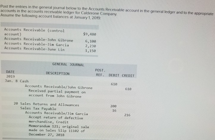 Solved Post the entries in the general journal below to the | Chegg.com