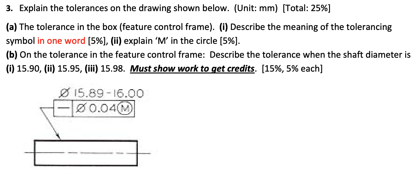 Solved 3. Explain the tolerances on the drawing shown below. | Chegg.com