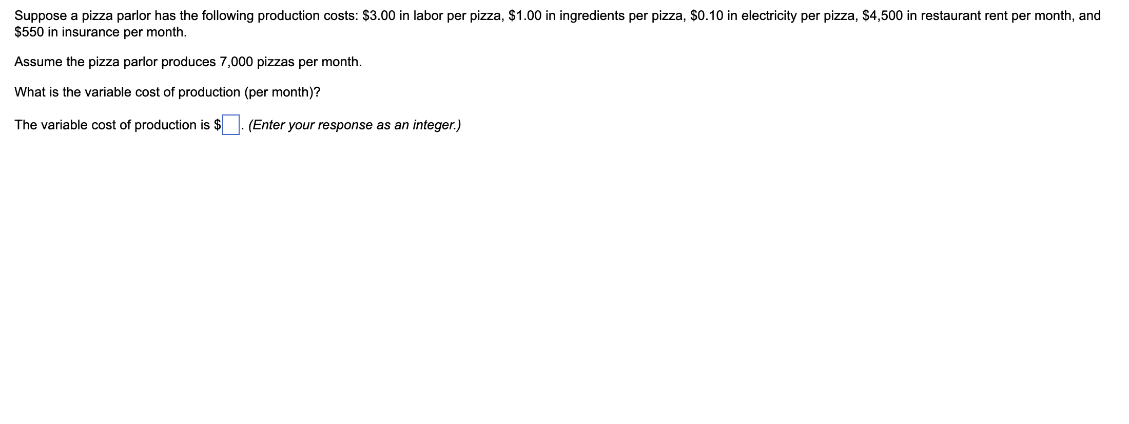 Solved Suppose a pizza parlor has the following production | Chegg.com