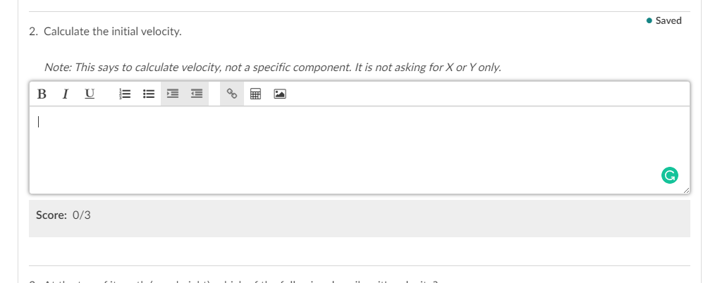 2. Calculate the initial velocity. Note: This says to | Chegg.com