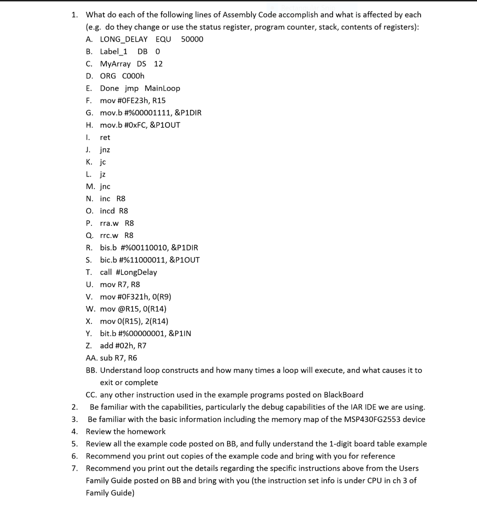 Solved What do each of the following lines of Assembly Code | Chegg.com