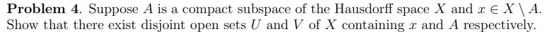 Solved Problem 4. Suppose A is a compact subspace of the | Chegg.com