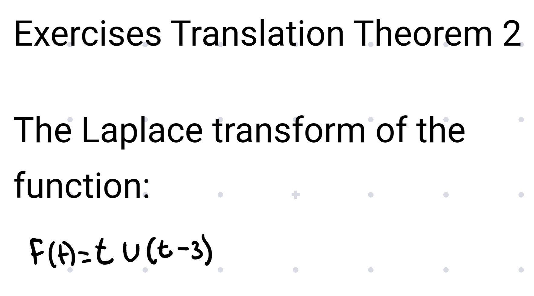 Solved Exercises Translation Theorem 2The Laplace transform | Chegg.com