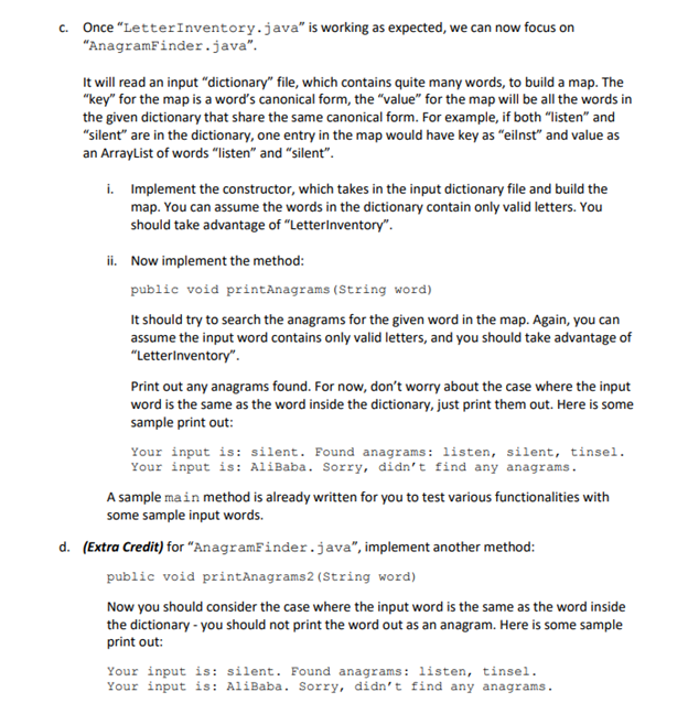 Solved 1. (40 points) "Anagram Finder" For this project, you | Chegg.com