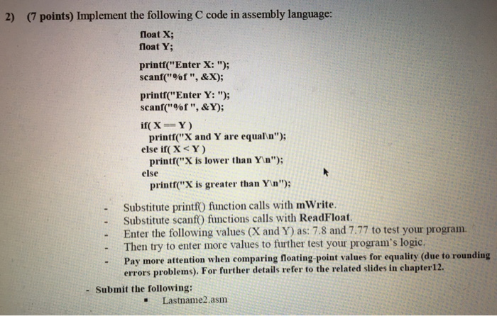Solved 2) (7 points) Implement the following C code in | Chegg.com
