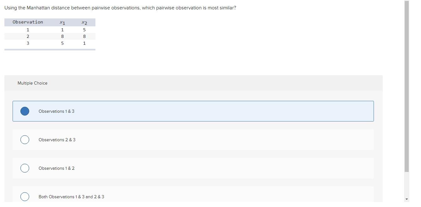 Solved Using the Manhattan distance between pairwise | Chegg.com