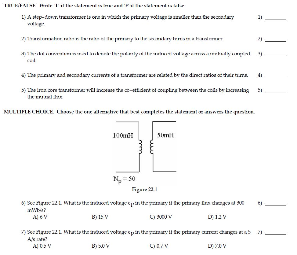 Solved TRUE/FALSE. Write 'T' if the statement is true and | Chegg.com