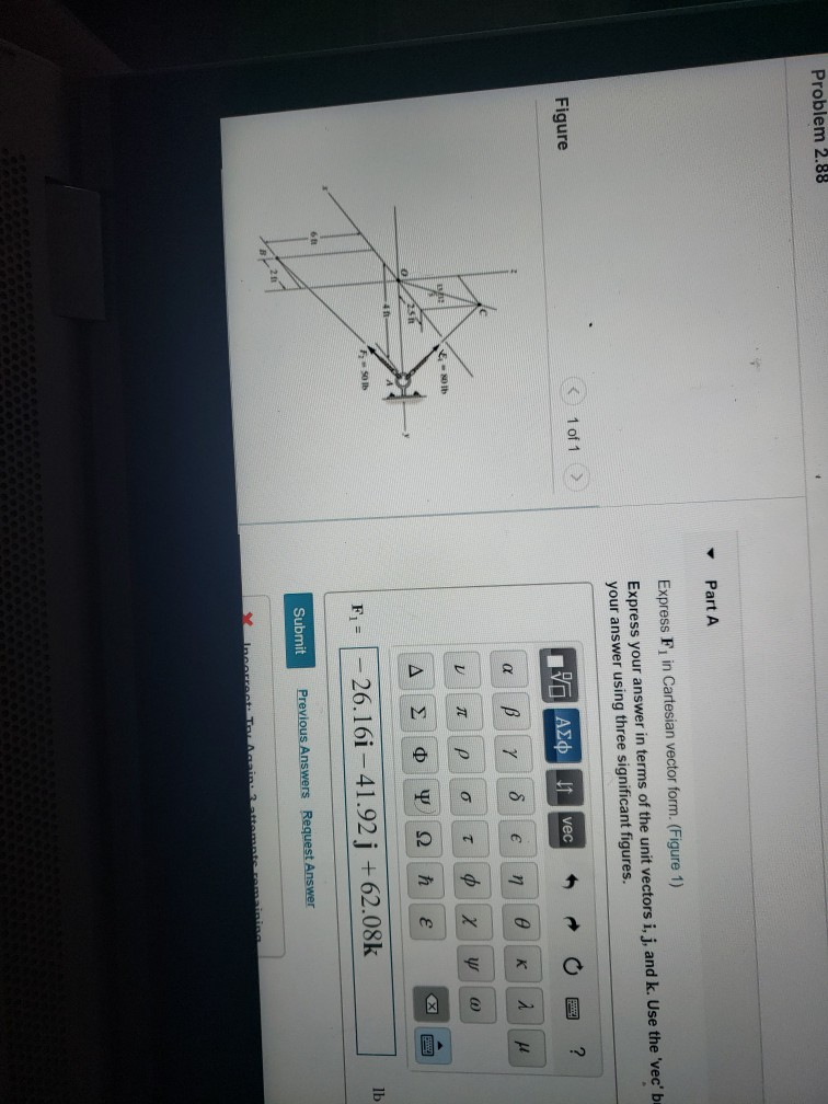 Solved Problem 2.88 Part A Express F, in Cartesian vector | Chegg.com