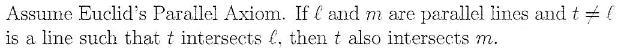 Solved Assume Euclid's Parallel Axiom. If and m are parallel | Chegg.com