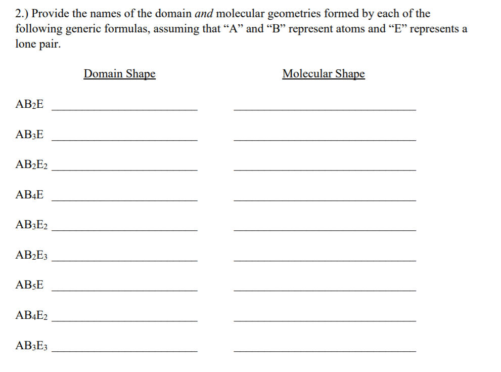 Solved 2.) Provide the names of the domain and molecular | Chegg.com