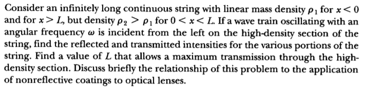 Solved Consider an infinitely long continuous string with | Chegg.com