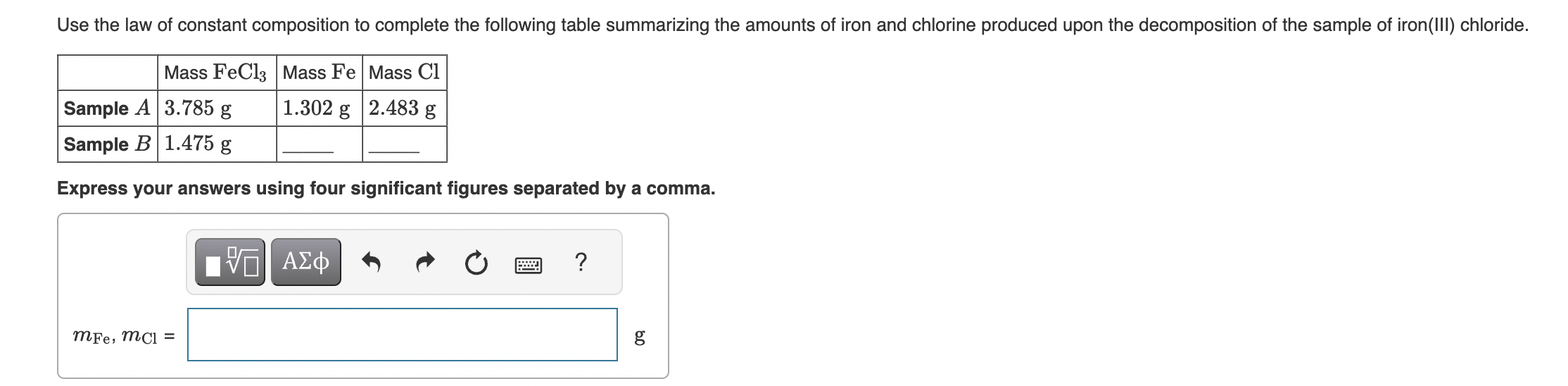 Solved Use the law of constant composition to complete the | Chegg.com