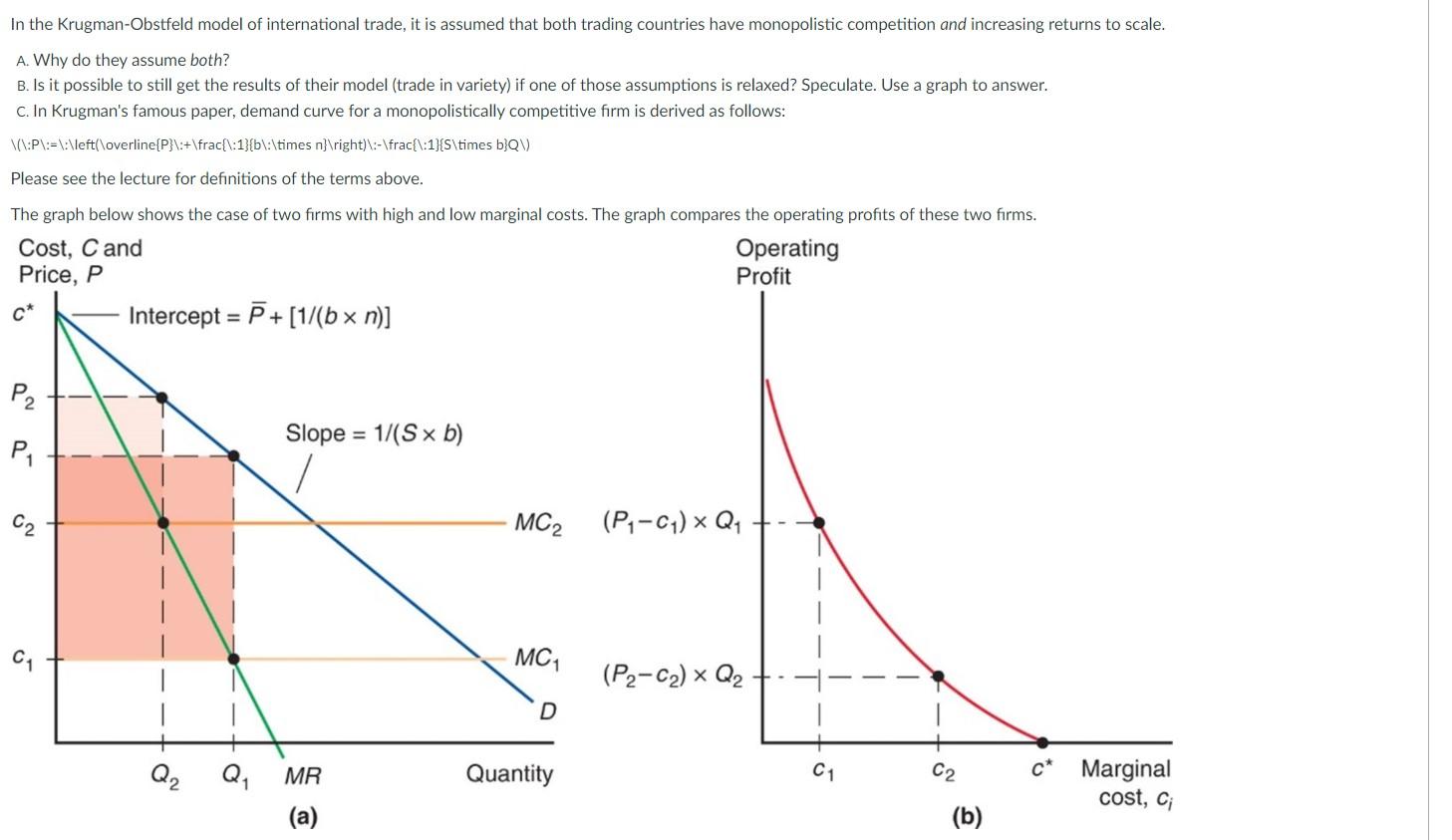 Solved In the Krugman-Obstfeld model of international trade, | Chegg.com