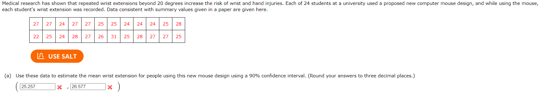 Solved Medical research has shown that repeated wrist | Chegg.com