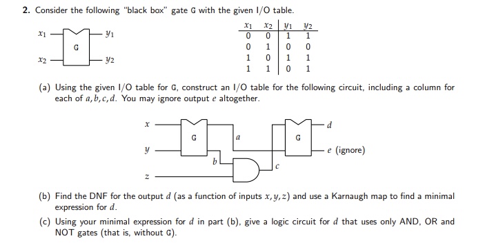 2. Consider the following "black box" gate G with the | Chegg.com