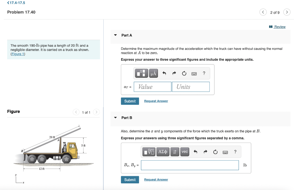 Solved The smooth 190-lb pipe has a length of 20ft and a | Chegg.com