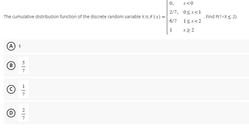 Solved The cumulative distribution function of the discrete | Chegg.com