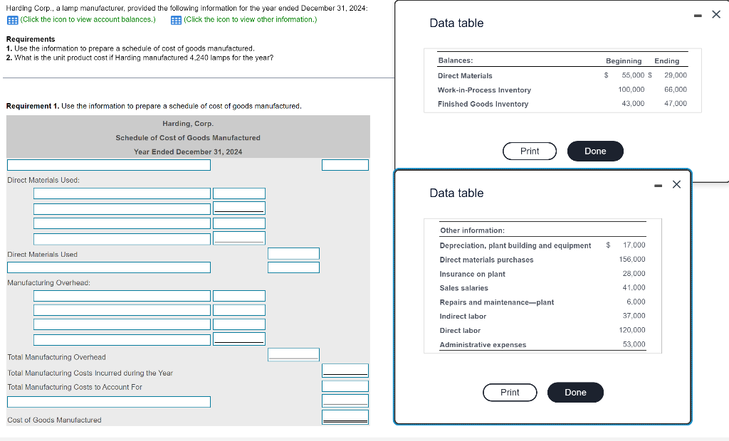 Solved Harding Corp., a lamp manufacturer, provided the | Chegg.com