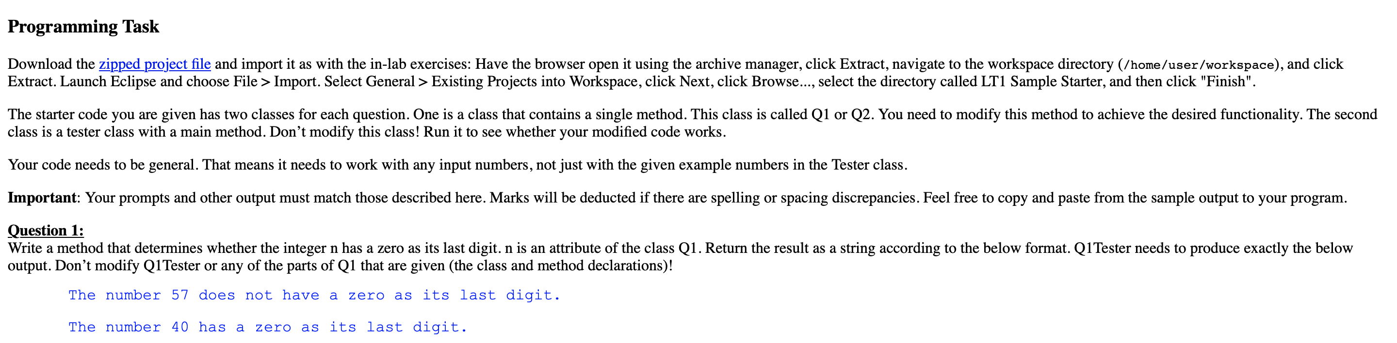 Solved Programming Task Download the zipped project file and | Chegg.com
