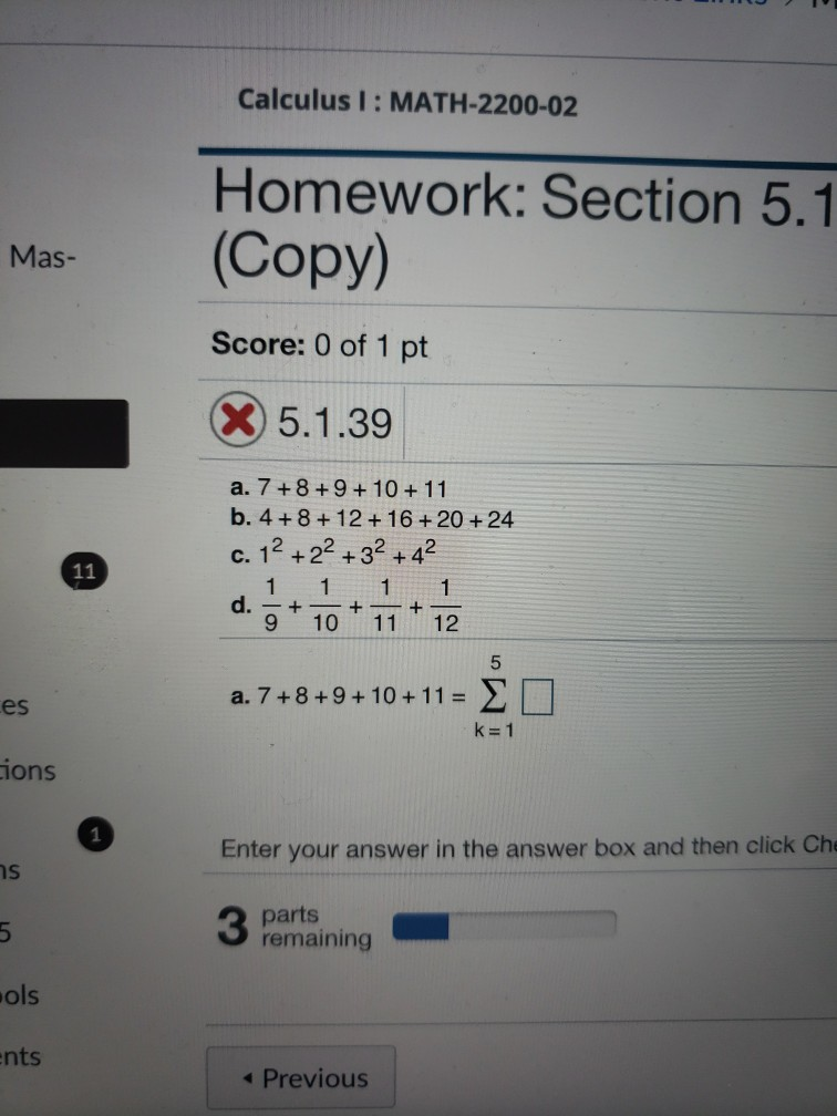 Solved Calculus I: MATH-2200-02 Homework: Section 5.1 Mas | Chegg.com