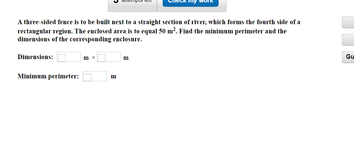 Solved A three-sided fence is to be built next to a straight | Chegg.com