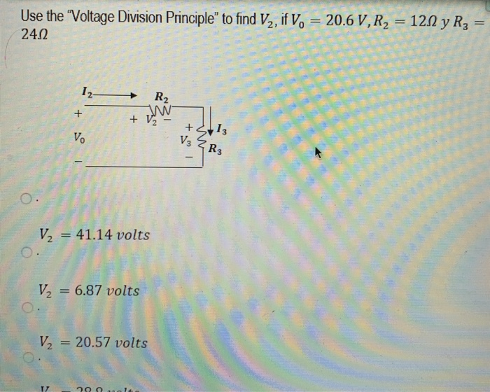 Solved Use the "Voltage Division Principle to find V2, if Vo | Chegg.com