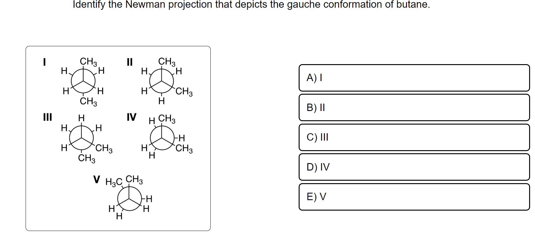 Solved Identify the Newman projection that depicts the | Chegg.com