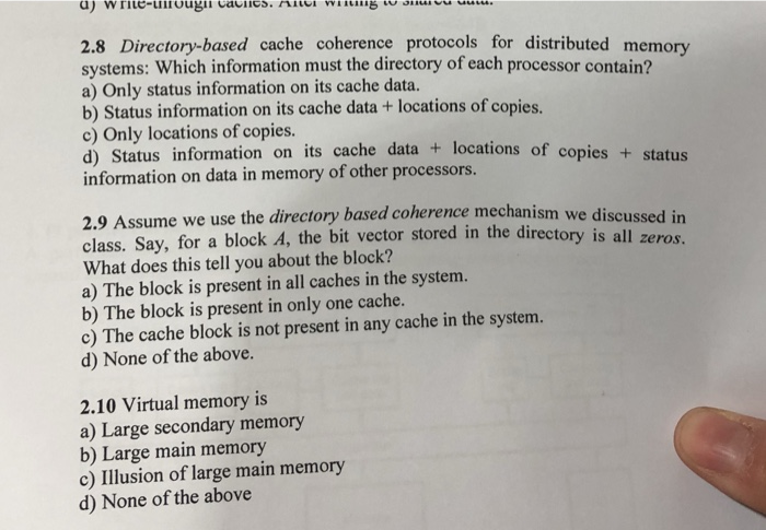 Solved 2.8 Directory-based cache coherence protocols for | Chegg.com