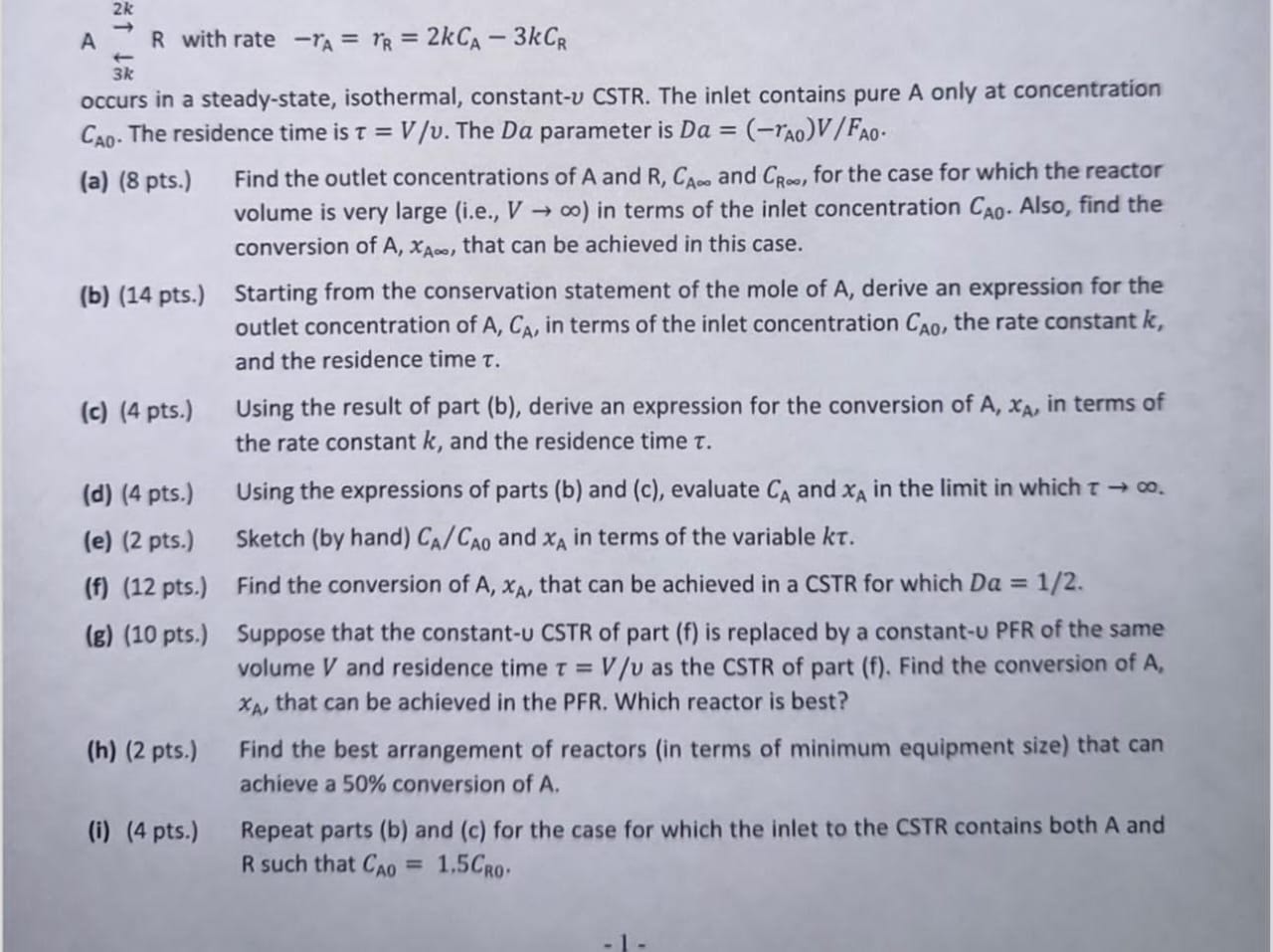 Solved Occurs In A Steady State Isothermal Constant V
