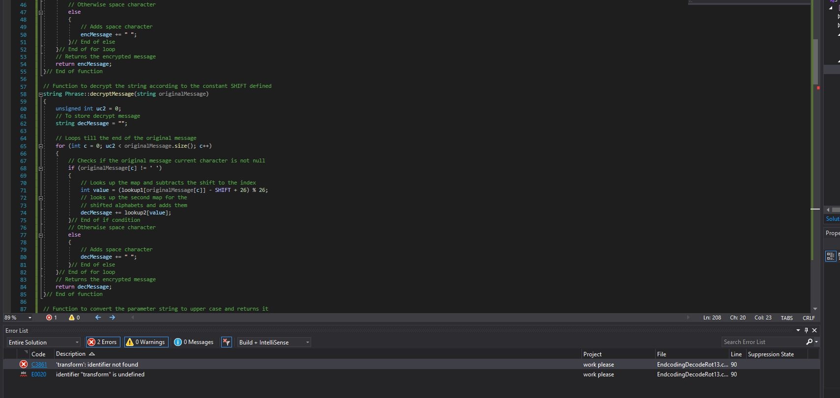 Below Is The Code I Have I Placed A Error 