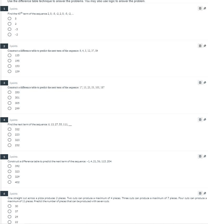 Solved Use the difference table technique to answer the | Chegg.com