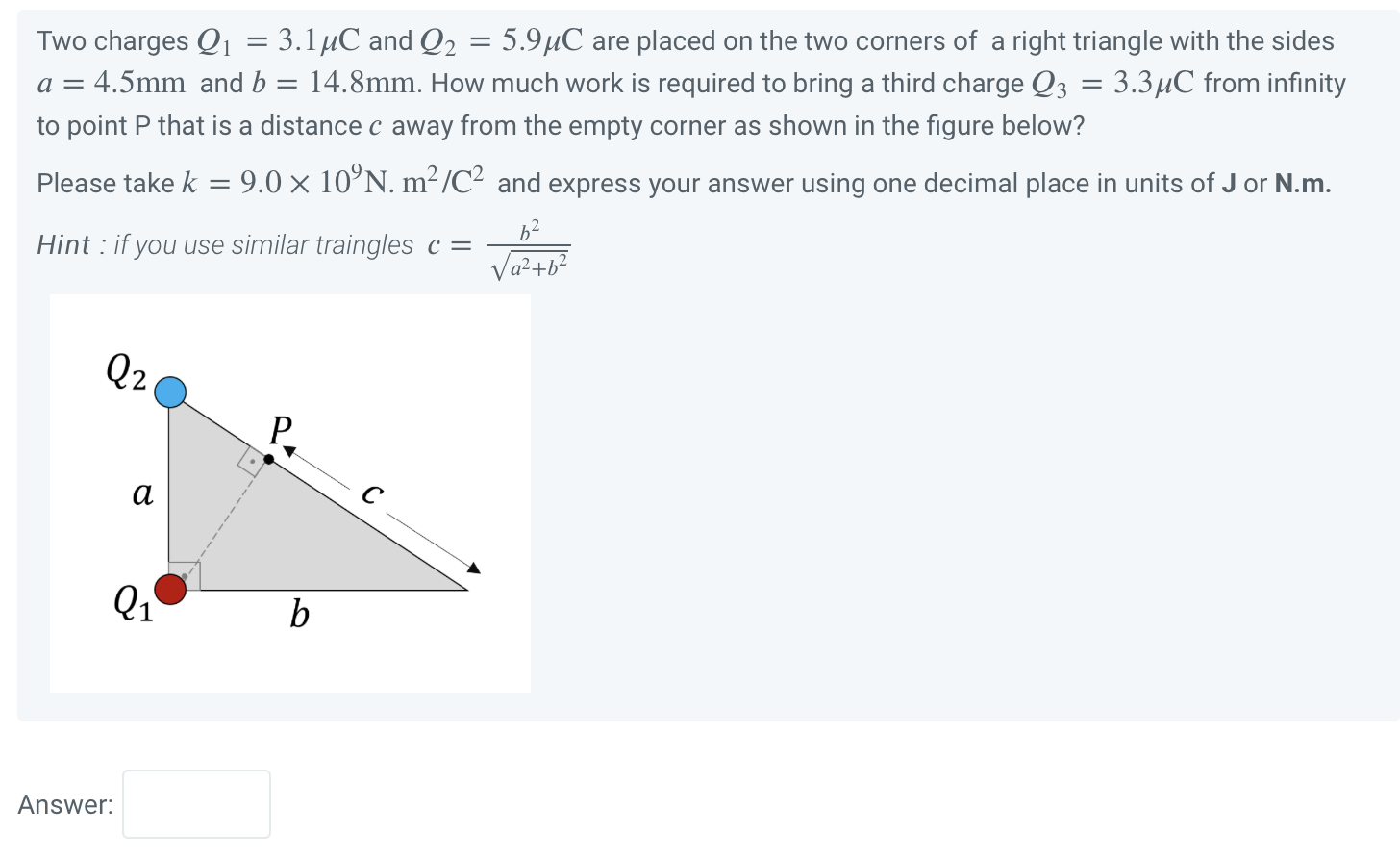 Solved Two charges Q1=3.1μC and Q2=5.9μC are placed on the | Chegg.com