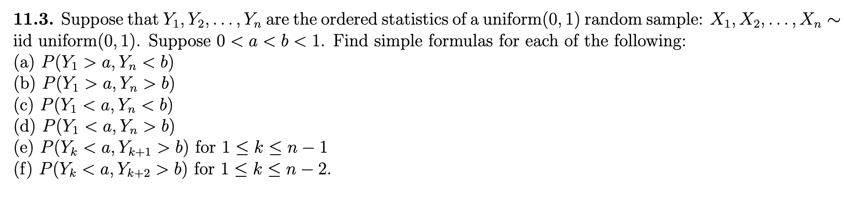11.3. Suppose that Y1,Y2,…,Yn are the ordered | Chegg.com