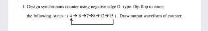 Solved 1- Design synchronous counter using negative edge | Chegg.com