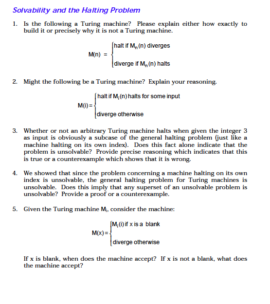 Solvability and the Halting Problem 1. Is the | Chegg.com