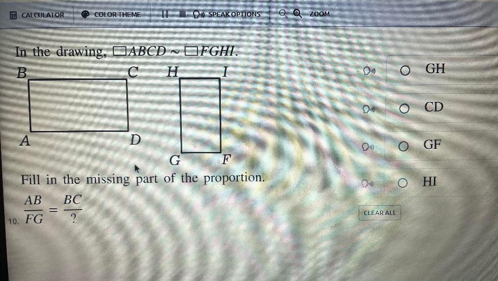 Solved In the drawing, ABCD∼ FGHI. Fill in the missing part | Chegg.com