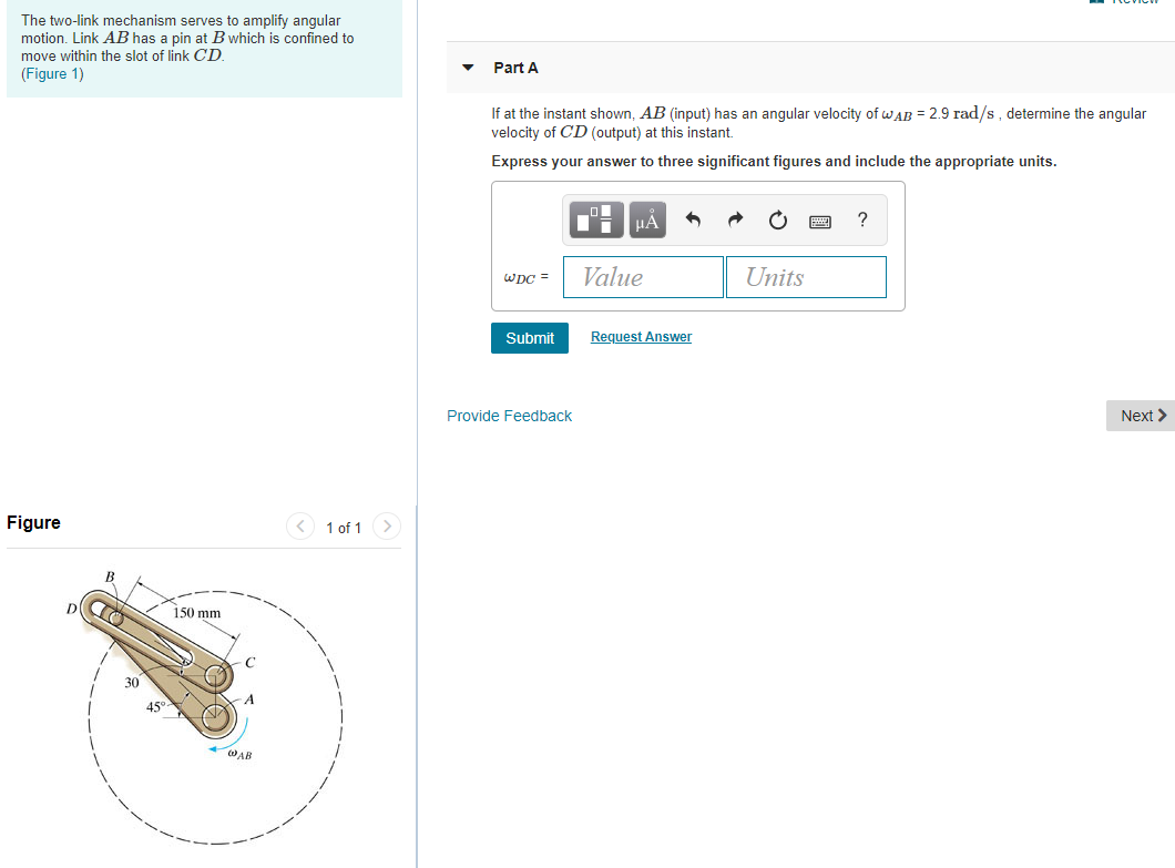Solved The two-link mechanism serves to amplify angular | Chegg.com