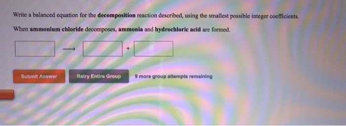 Solved Write a balanced equation for the decomposition | Chegg.com