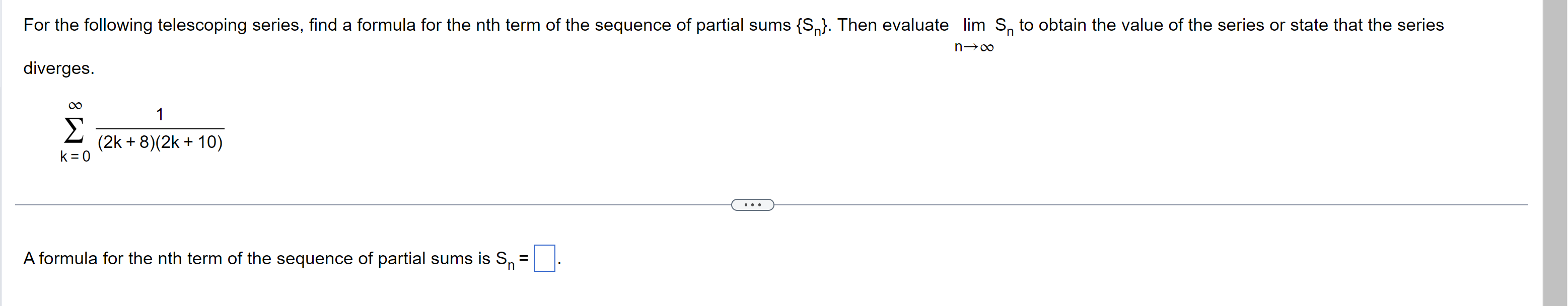 Solved For the following telescoping series, find a formula | Chegg.com