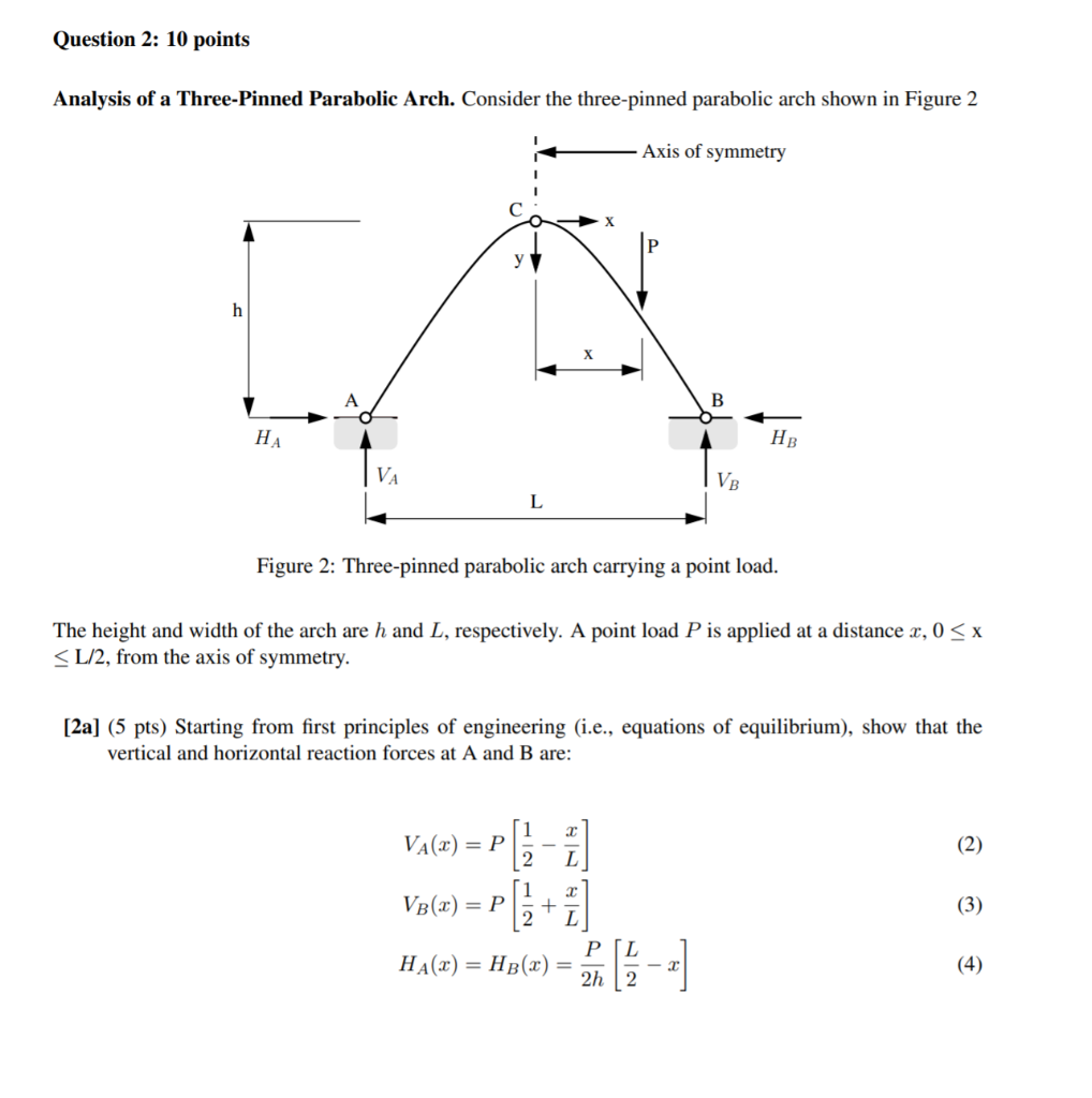 Solved Question 2: 10 points Analysis of a Three-Pinned | Chegg.com
