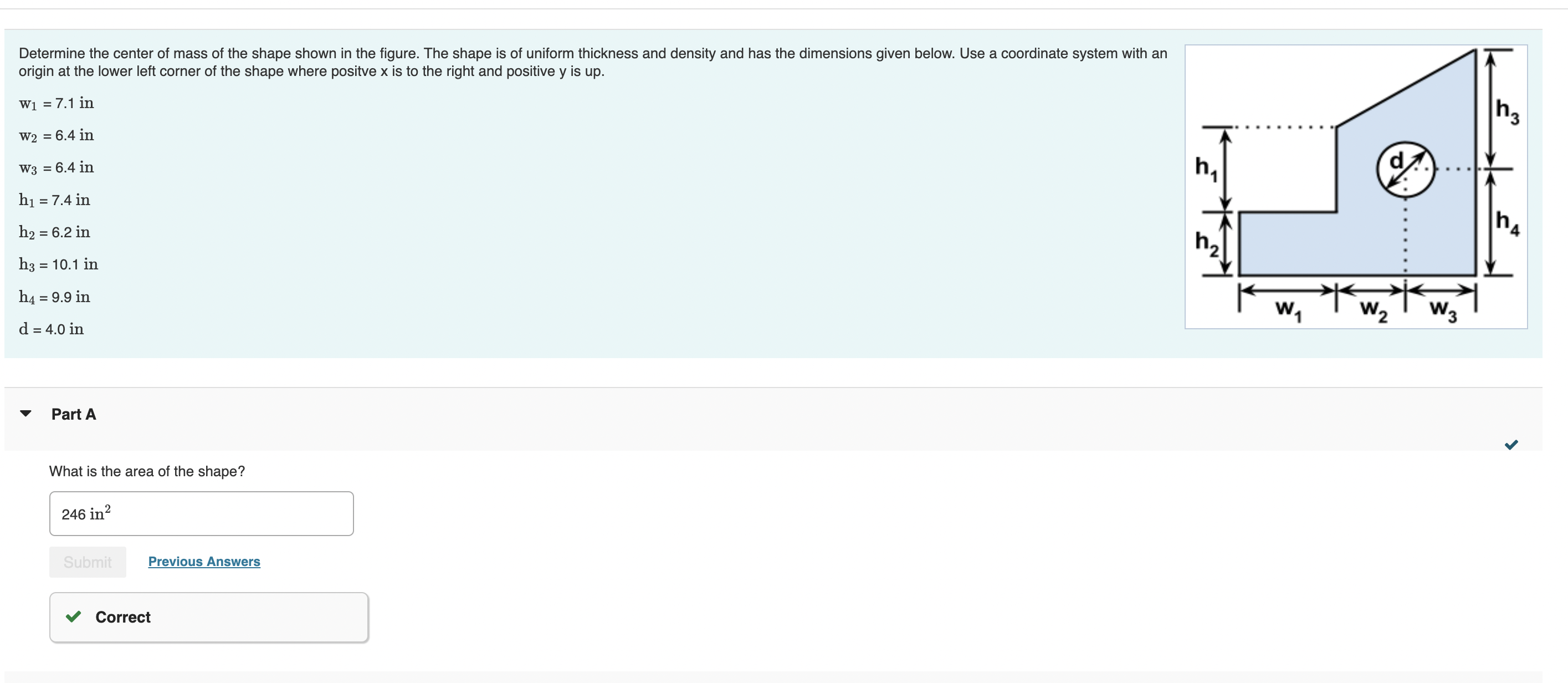Solved Determine the center of ﻿mass of ﻿the shape shown in | Chegg.com