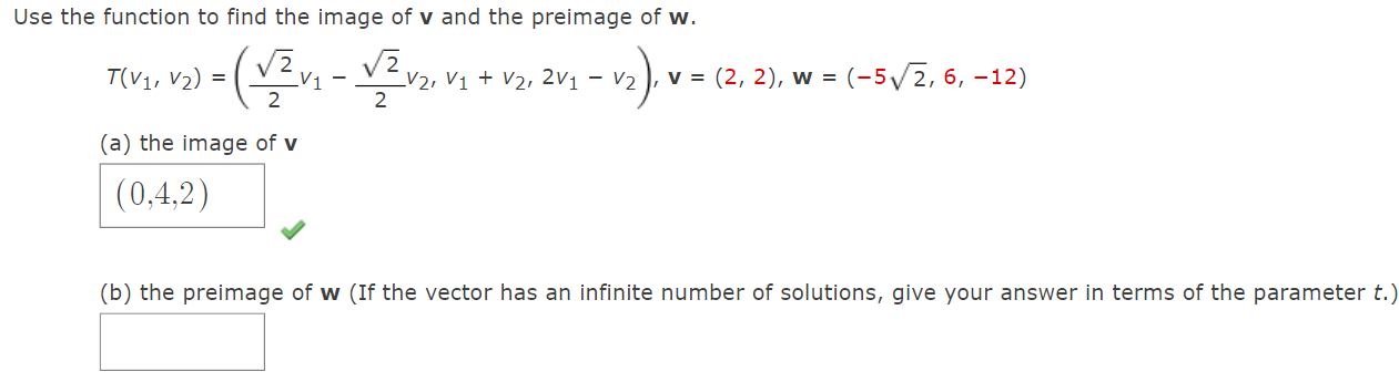 Solved Use the function to find the image of v and the | Chegg.com