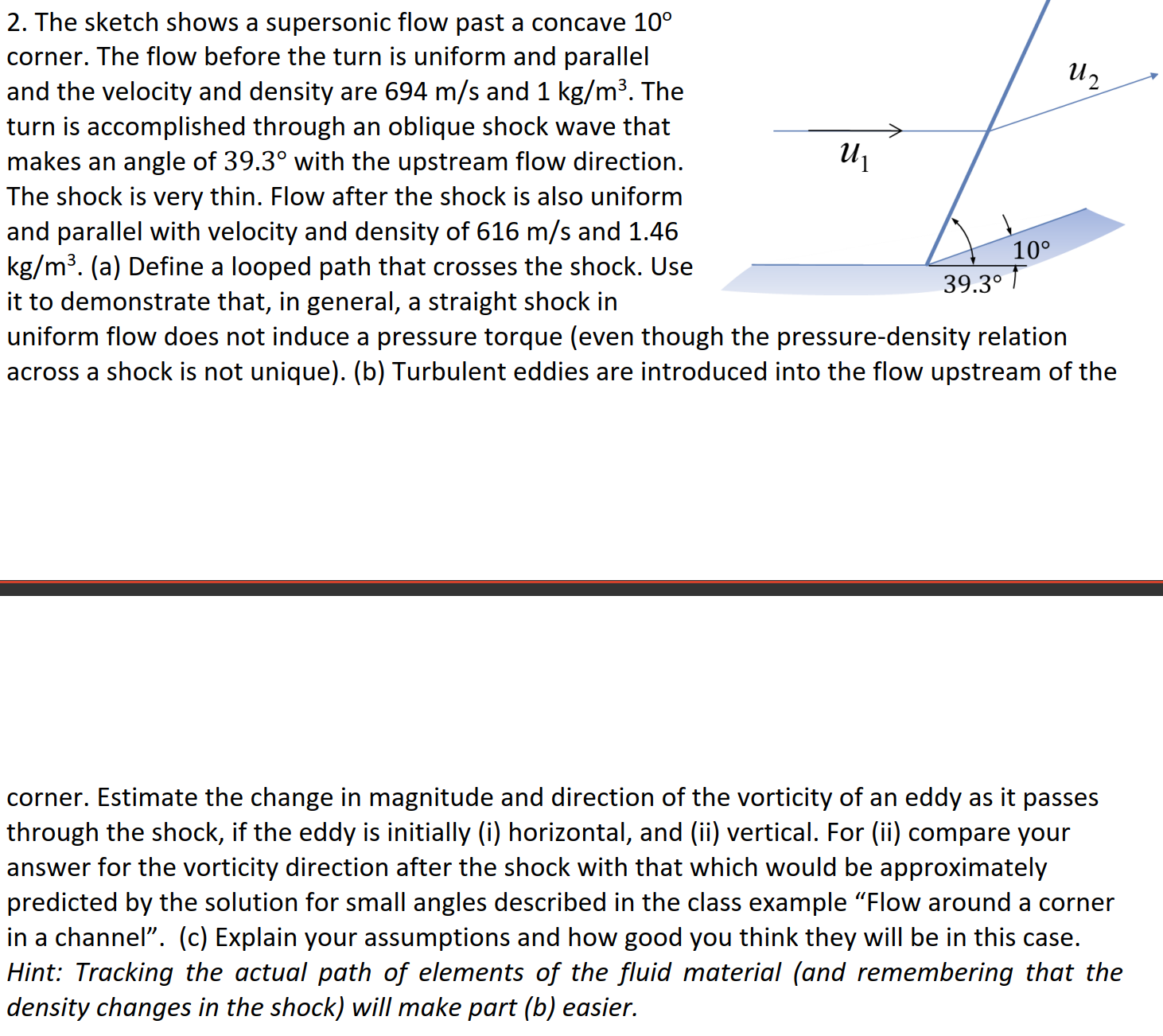 2. The sketch shows a supersonic flow past a concave | Chegg.com