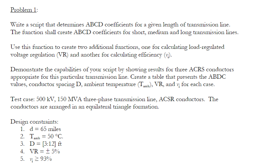 Solved Problem 1: Write a script that determines ABCD | Chegg.com