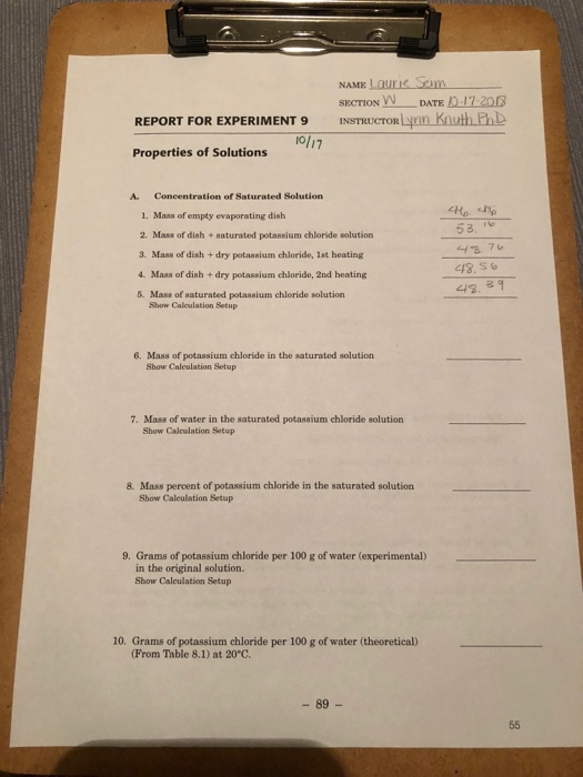 NAME SECTION W DATE -17200 REPORT FOR EXPERIMENT 9 | Chegg.com