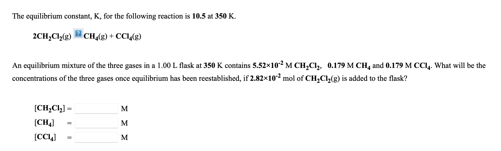 Solved The equilibrium constant, Kc, for the following | Chegg.com